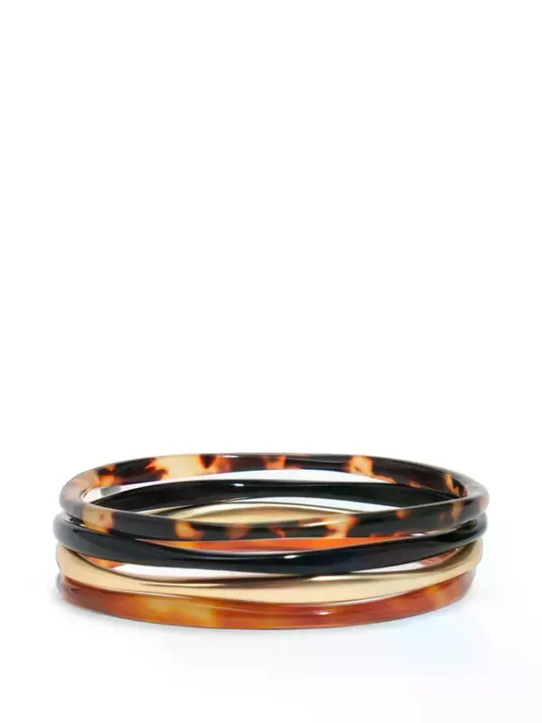 Bimba Y Lola Set Of 4 Matte Gold Tortoiseshell-effect Bracelets - Brown