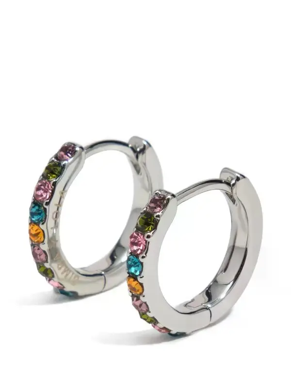 Bimba Y Lola Small Hoop Earrings With Multicolor Crystals - Silver