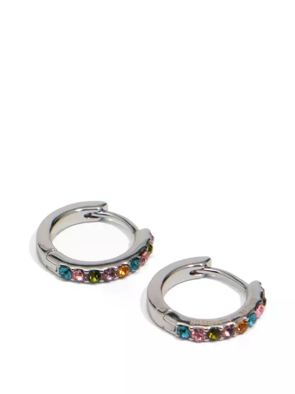 Bimba Y Lola Small Hoop Earrings With Multicolor Crystals - Silver