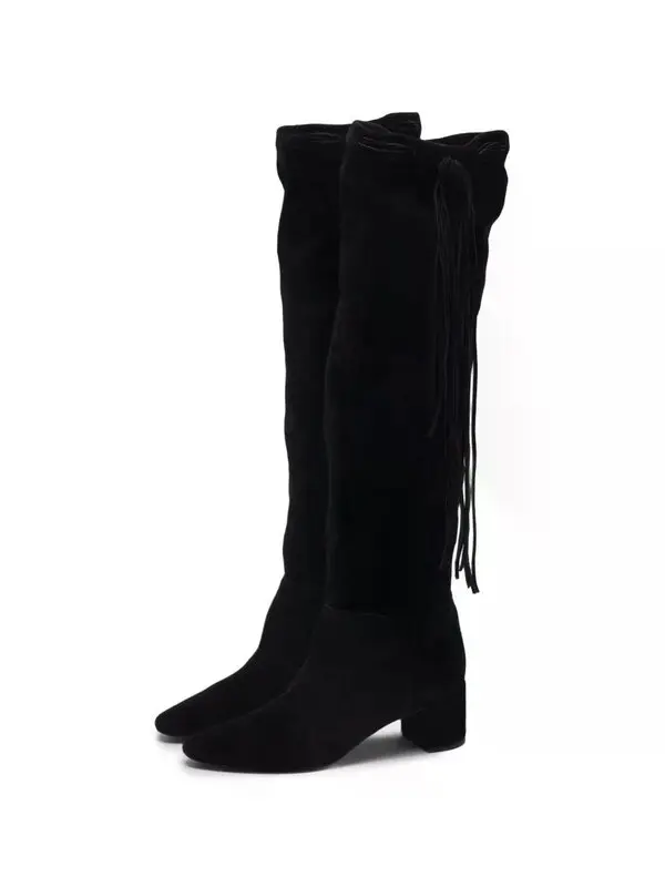 Saint Laurent Fringe Tassel Boots - Black
