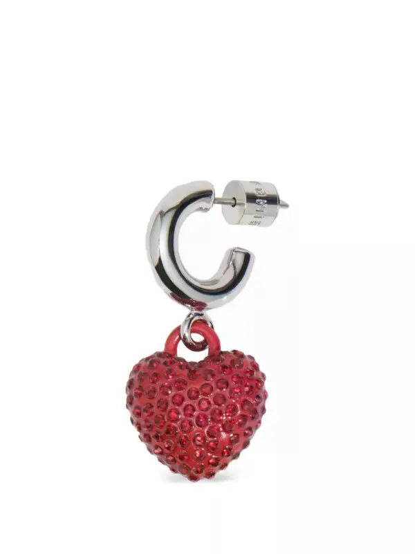 Bimba Y Lola Hoop Earrings With Red Crystals Heart