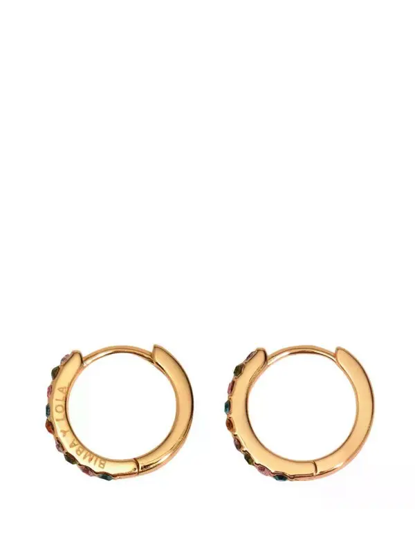 Bimba Y Lola Small Hoop Earrings With Multicolor Crystals - Gold