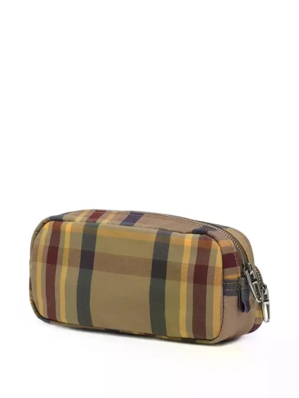 Bimba Y Lola Coated Chocolate Green Tartan Pocket Case