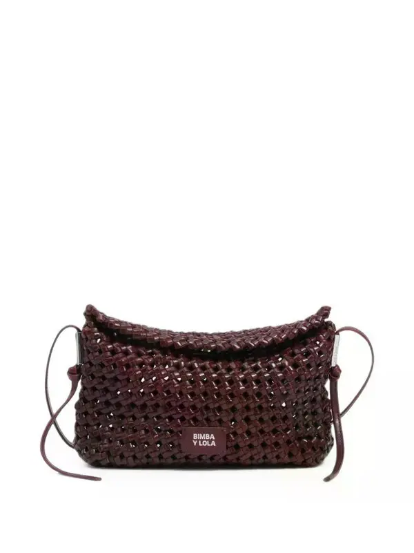 Bimba Y Lola Small Burgundy Plaited Leather Crossbody Bag