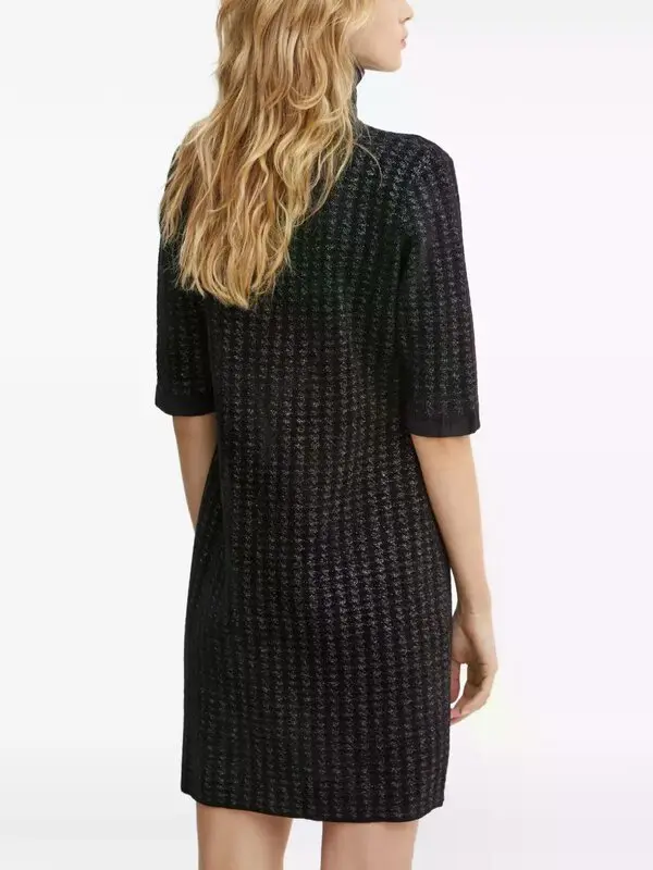 MORGAN Rmars Quarter-zip Glitter-knit Mini Dress