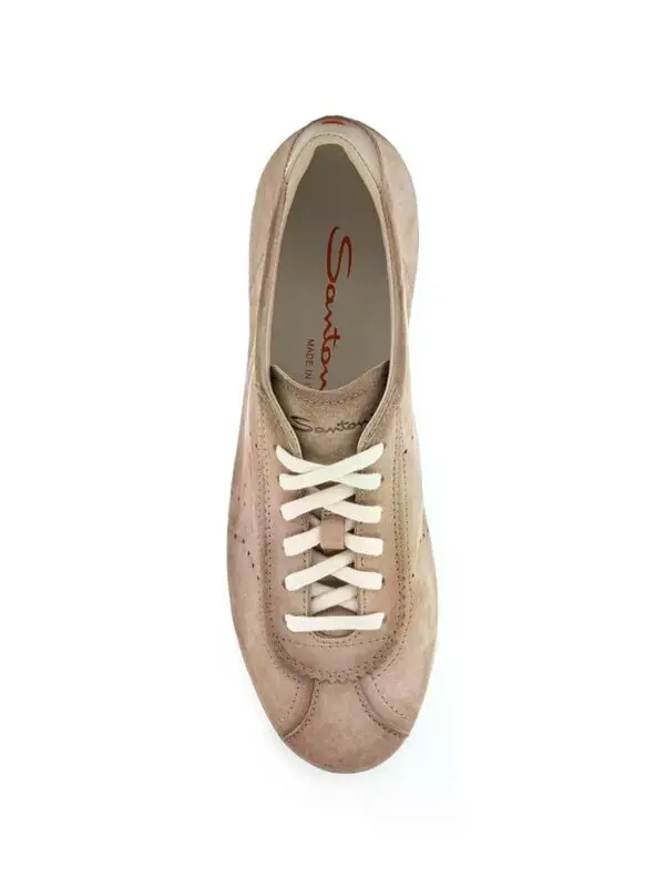 Santoni Perforated Suede Sneakers - Neutrals