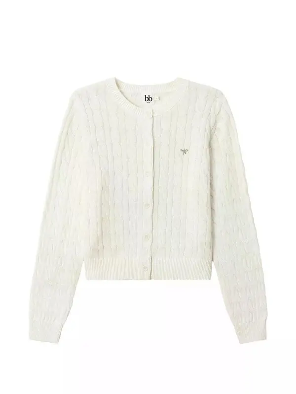 B+AB Cable-knit Bow-detail Cardigan - Neutrals