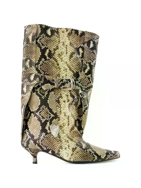 Toga Snake-effect Buckled Boots