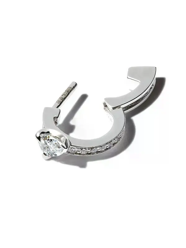 REPOSSI 18ct White Gold Serti Sur Vide Diamond Earring - Silver