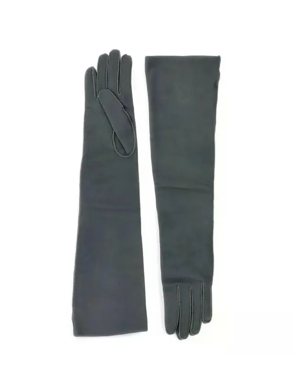 Agnona Contrast-stitch Leather Gloves