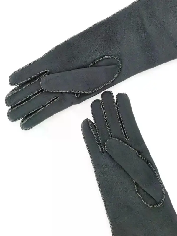 Agnona Contrast-stitch Leather Gloves