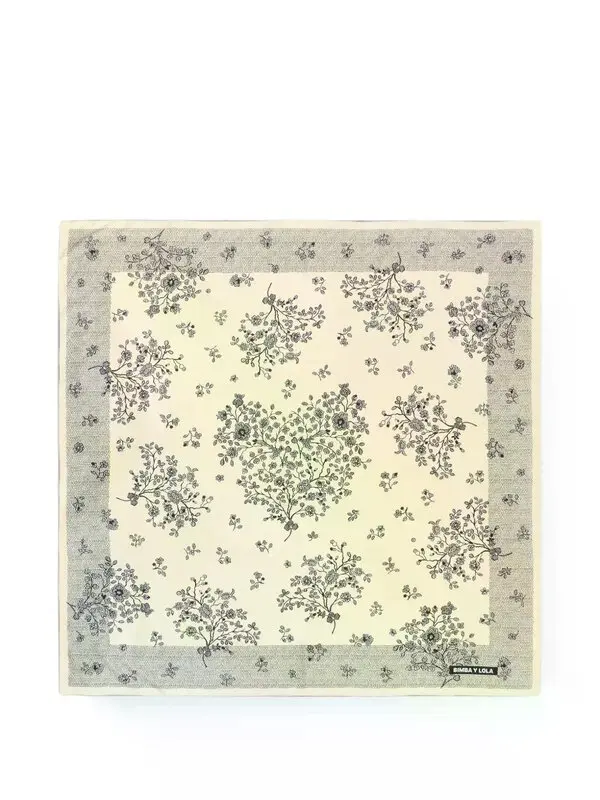 Bimba Y Lola Two-tone Lace Floral Scarf