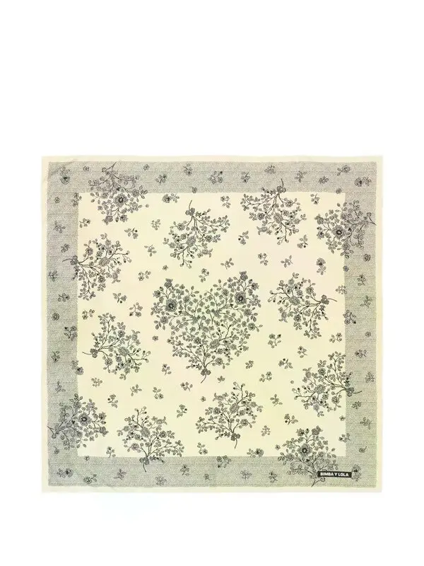Bimba Y Lola Two-tone Lace Floral Scarf - Neutrals