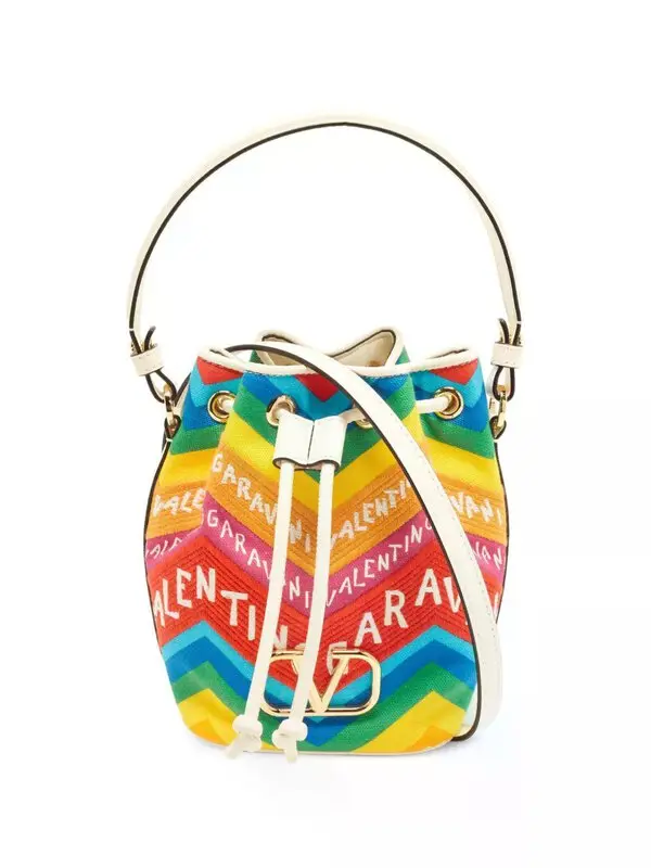 Valentino Garavani 24 Escape" Chevron Embroidered Bucket Bag - Multicolour