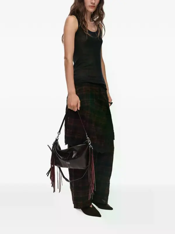 Bimba Y Lola Medium Burgundy Fringed Leather Madrid Bag