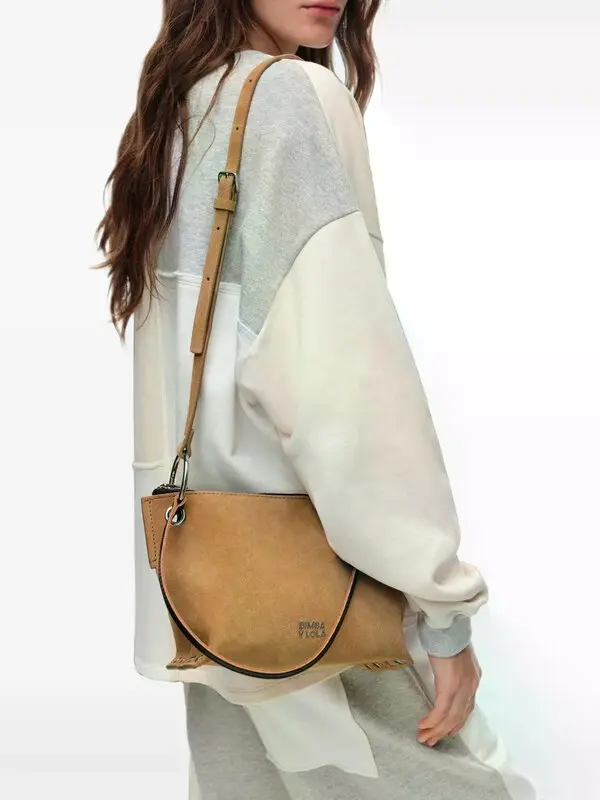 Bimba Y Lola Medium Natural Suede Trapecio Bag