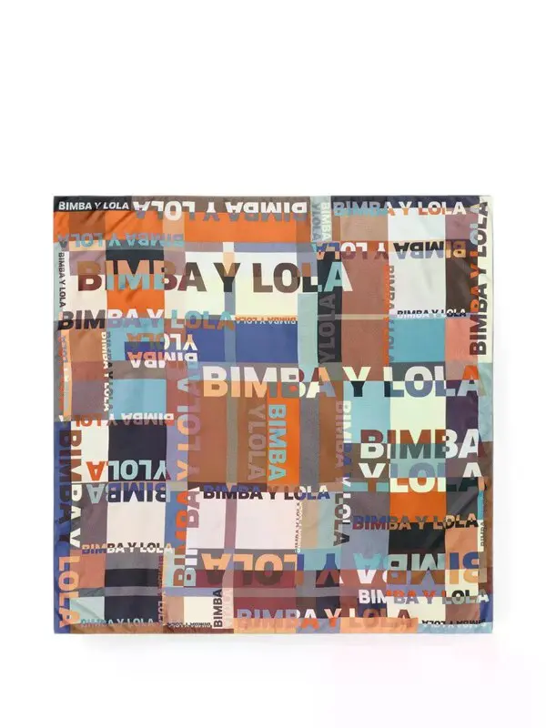 Bimba Y Lola Tartan And Logo Scarf