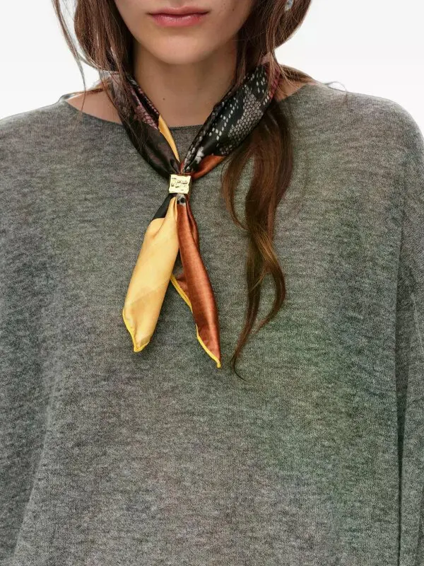 Bimba Y Lola Yellow Geometric Snakeskin Design Patchwork Scarf Charm