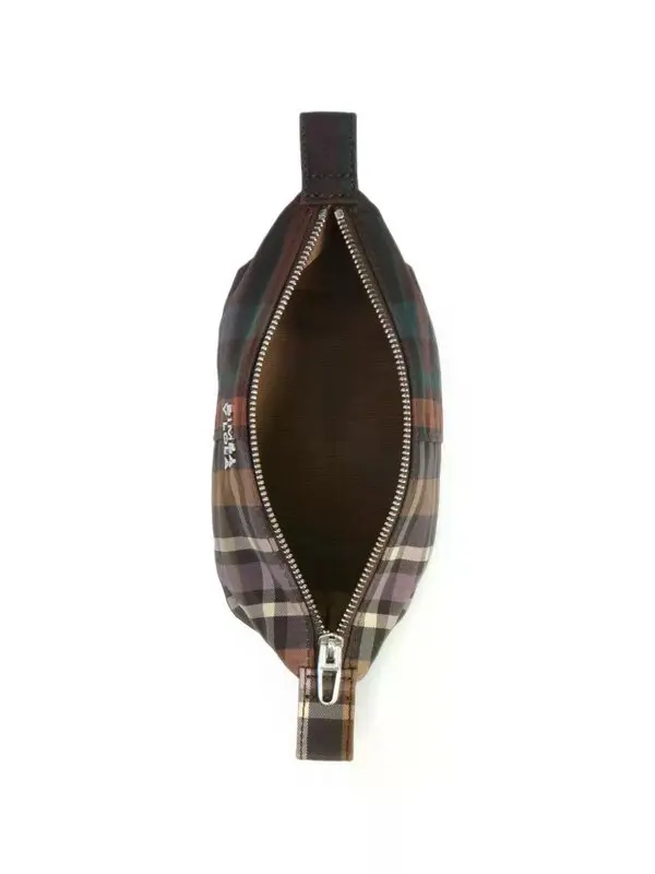 Bimba Y Lola Small Coated Chocolate Green Tartan Trapecio Make-up Case