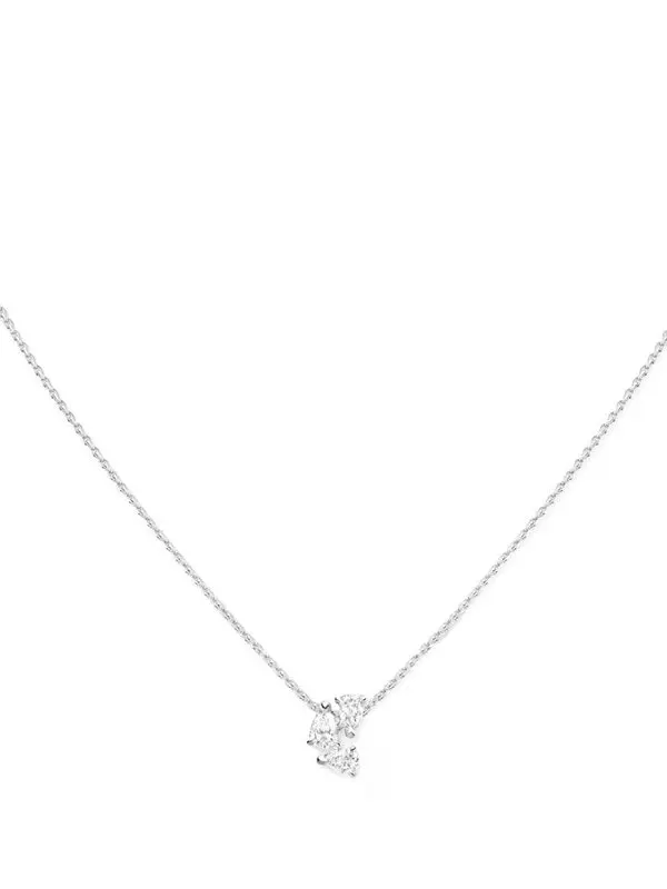 REPOSSI 18kt White Gold Serti Sur Vide Diamond Necklace - Silver
