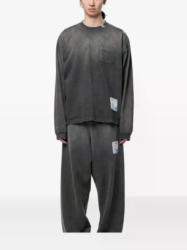 Mihara Yasuhiro Sun-faded Like Distressed Long-sleeve T-shirt - Black