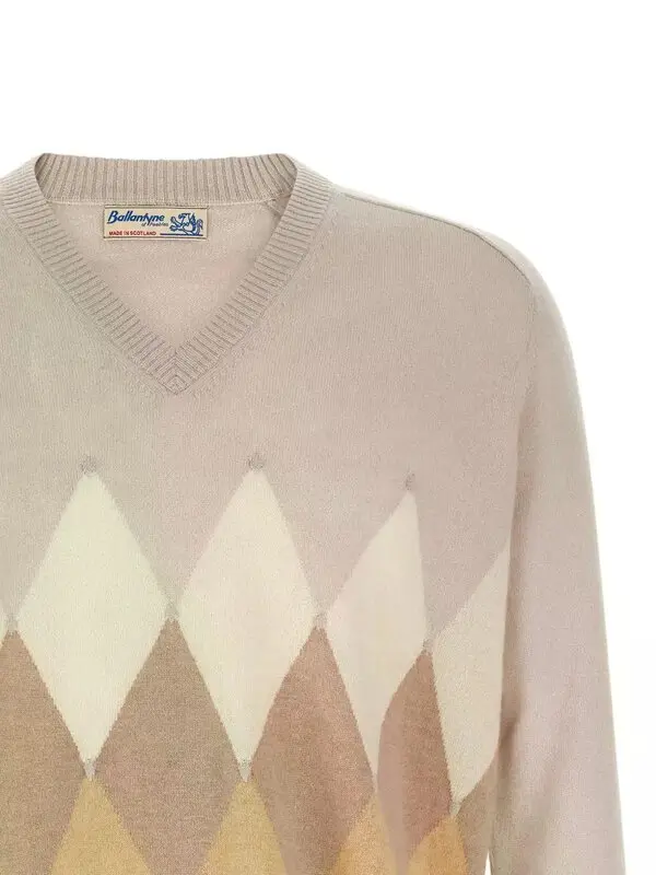BALLANTYNE Diamond-inlay V-neck Sweater