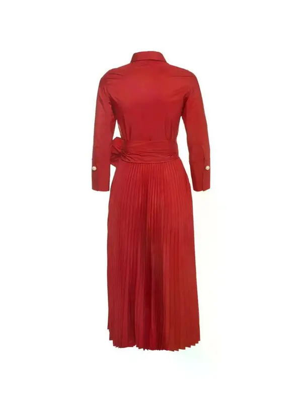 Carolina Herrera Midi Plissé Belted Dress