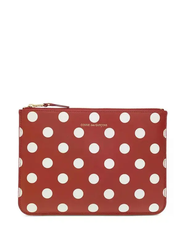 Comme Des Garçons Polka-dot Leather Pouch - Red