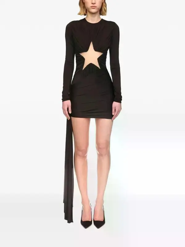 David Koma Star Detail Ruched Mini Dress