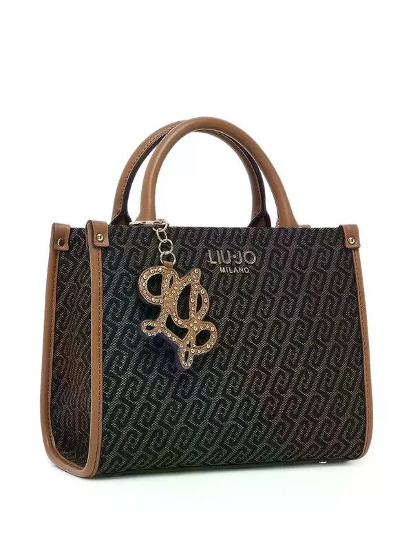 Liu Jo Jacquard Monogram Top Handle Bag With Charm