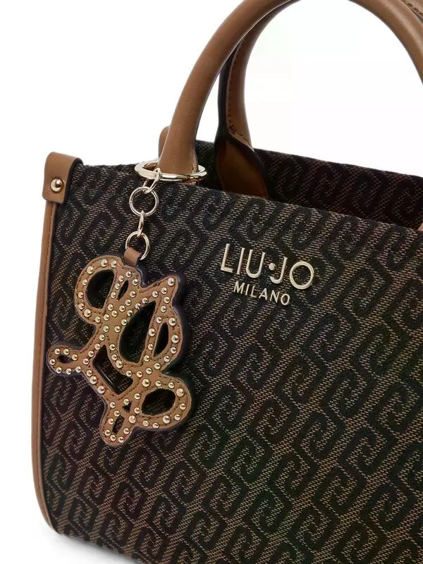 Liu Jo Jacquard Monogram Top Handle Bag With Charm