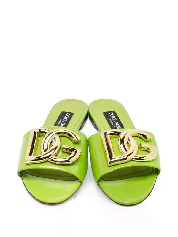 Dolce & Gabbana Dg Logo Patent Leather Flat Sandals
