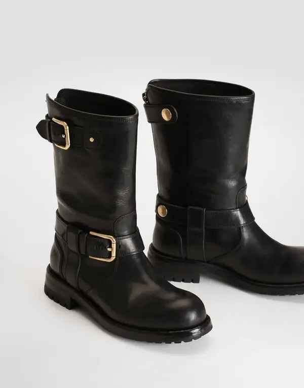 Dolce & Gabbana Calfskin Biker Boots Boots And Booties