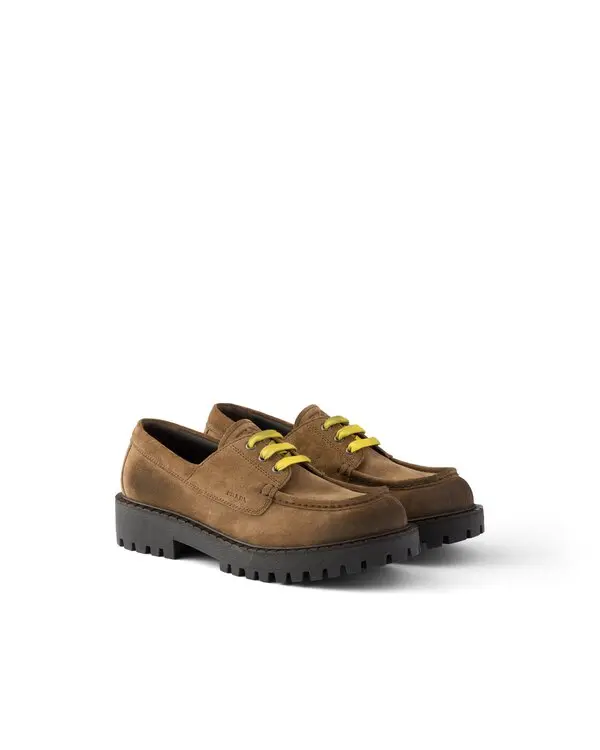 Prada Waxed Suede Lace-up Shoes - Light Brown