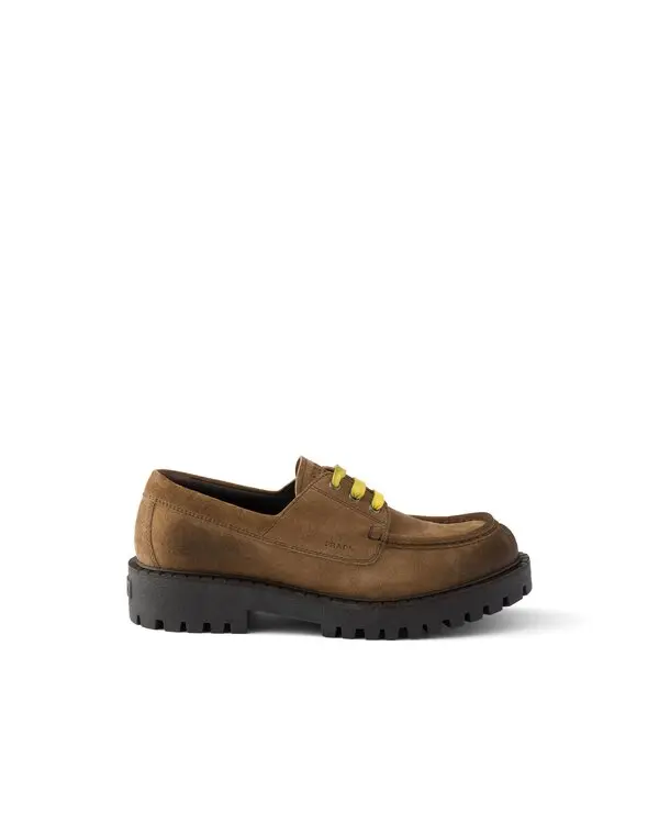 Prada Waxed Suede Lace-up Shoes - Light Brown