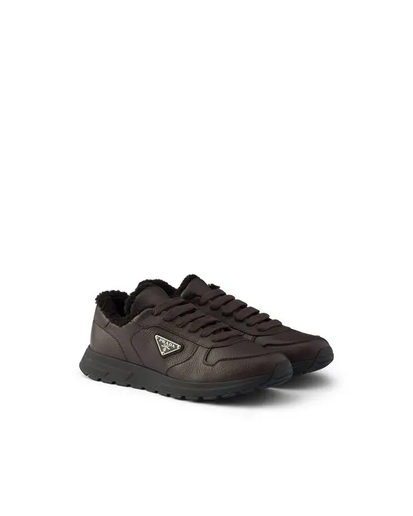 Prada Shearling Lined Leather Trainers