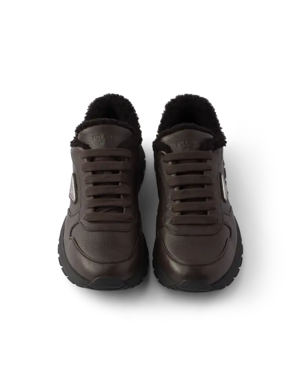 Prada Shearling Lined Leather Trainers