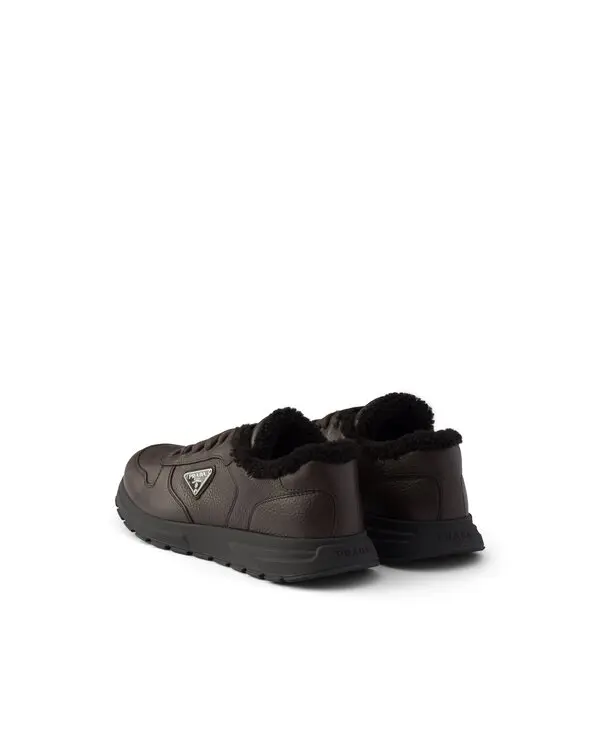 Prada Shearling Lined Leather Trainers
