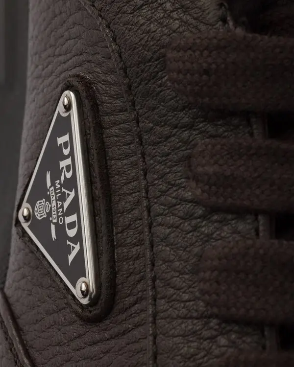 Prada Shearling Lined Leather Trainers