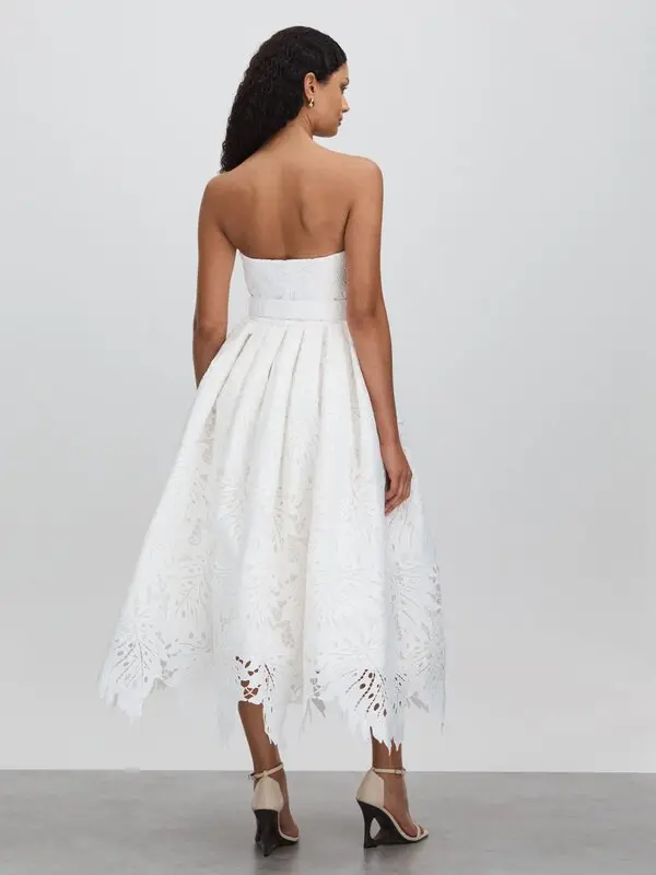 LEO LIN Lace Detail Belted Midi Dress