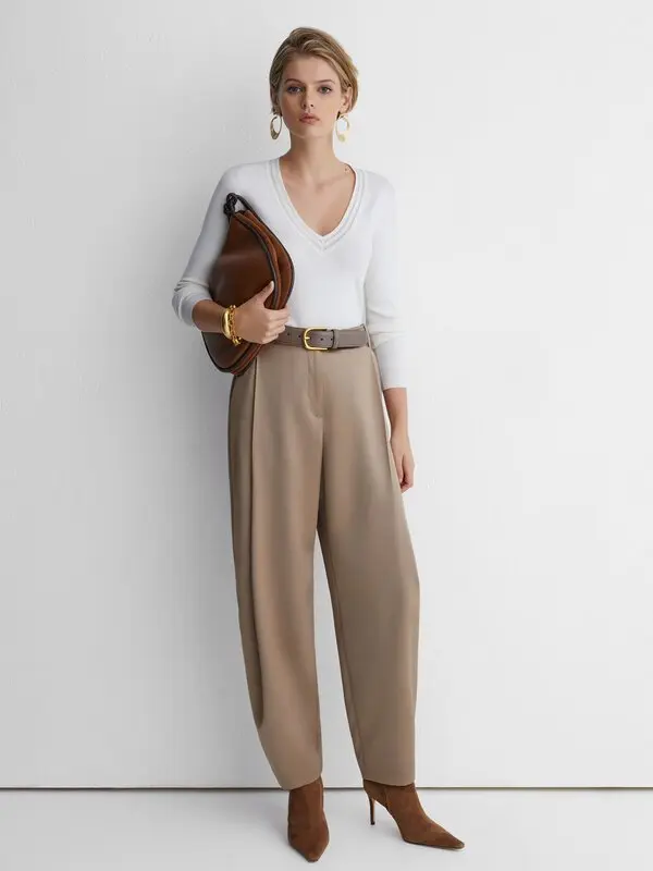ATELIER Silk-blend Knit V-neck Top