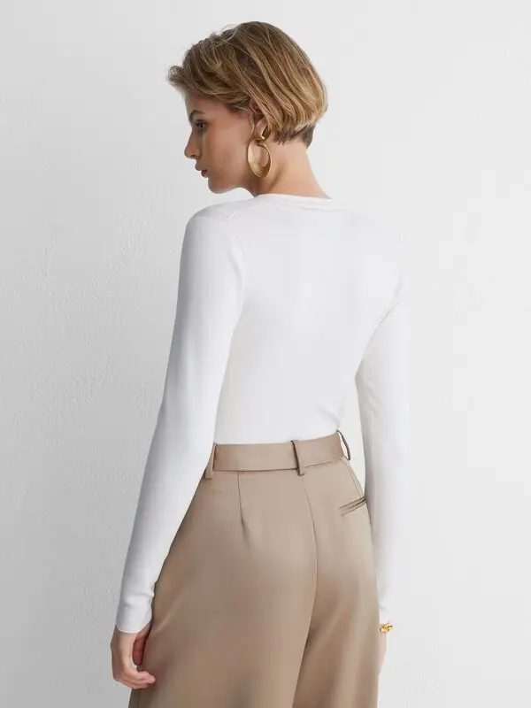ATELIER Silk-blend Knit V-neck Top
