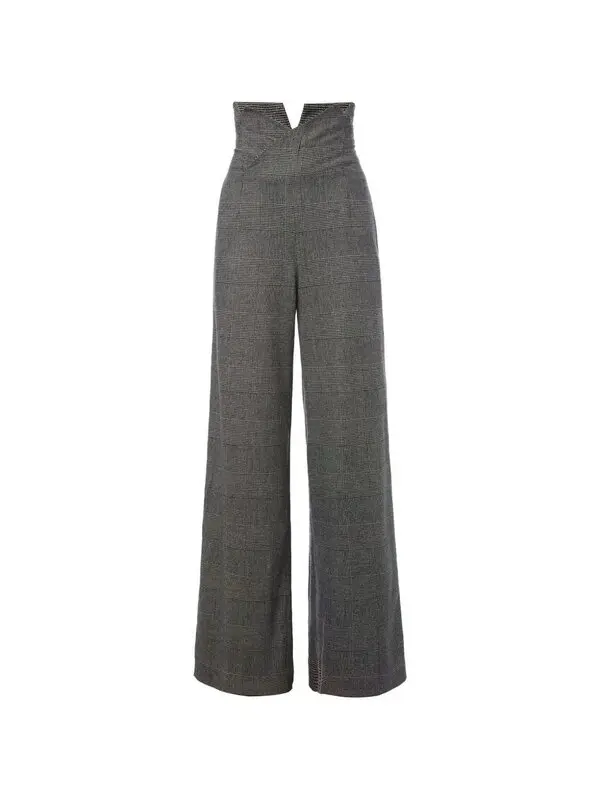 Monse Lapel-waistband Checked Trousers