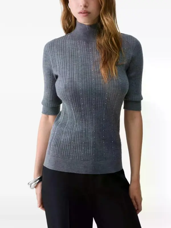 Liu Jo Wool Top With Rhinestone Embellishments