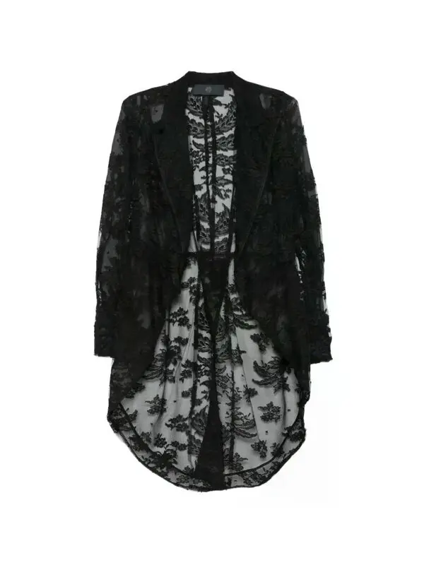 MARC LE BIHAN Lace-overlay Asymmetric Jacket - Black
