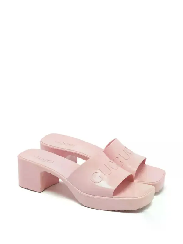 Gucci Logo-embossed Block-heel Sandals