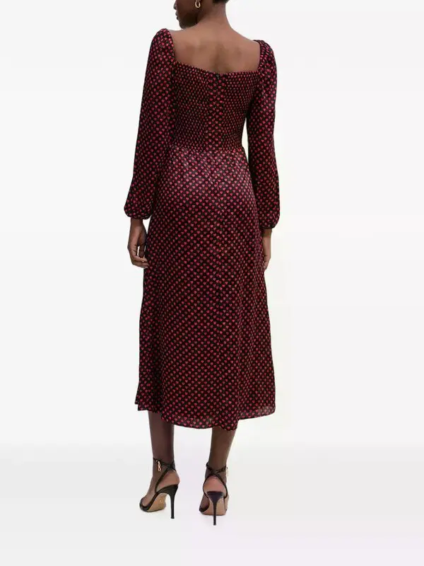 MORGAN Heart-print Ruched Midi Dress