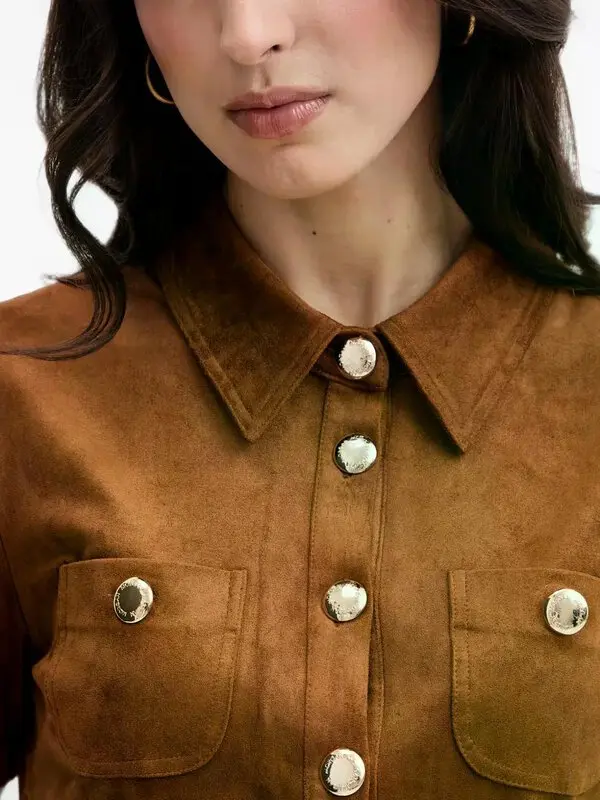 MORGAN Button-up Short-sleeve Mini Dress