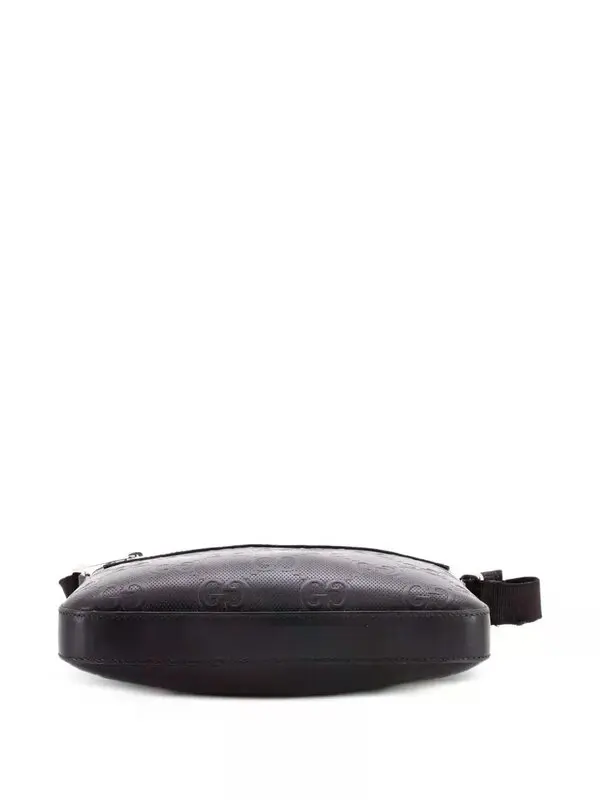 Gucci Gg Embossed Perforated Leather Messenger Bag