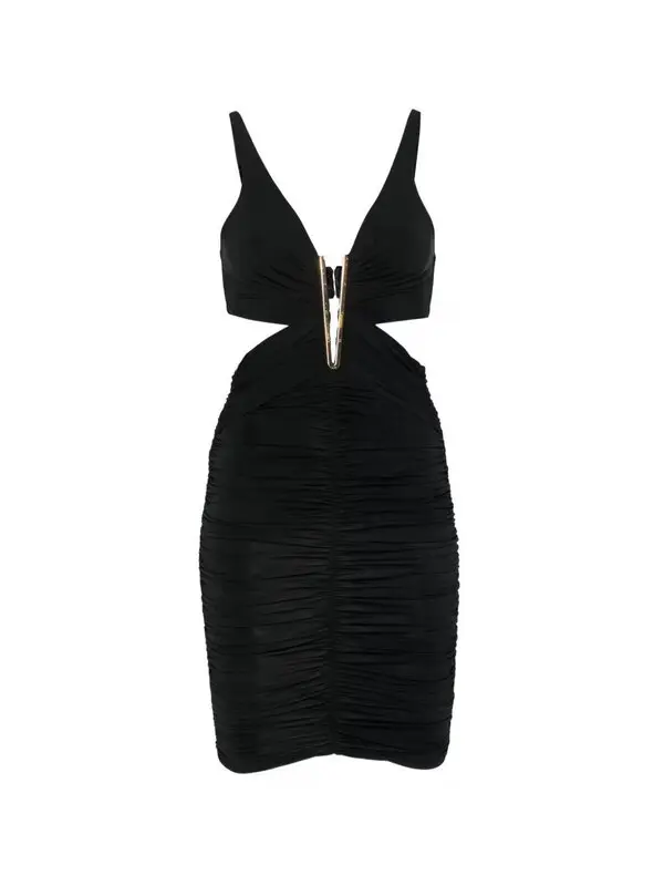 Elisabetta Franchi Ruched Cutout Mini Dress - Black